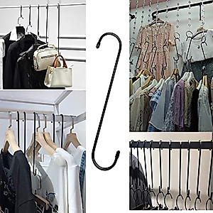 ESFUN 6 Pack 10 inch Extra Large S Hooks Black Heavy Duty Long S Hooks for Hanging Plant Extension Hooks for Kitchenware,Utensils,Pergola,Closet,Flower Basket,Garden,Patio,Indoor Outdoor Uses