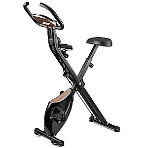 Foldable Exercise Bike, Solid X Frame Magnetic Resistance 300 lb Capacity Stationary Bikes Indoor Cycling for Home Gym