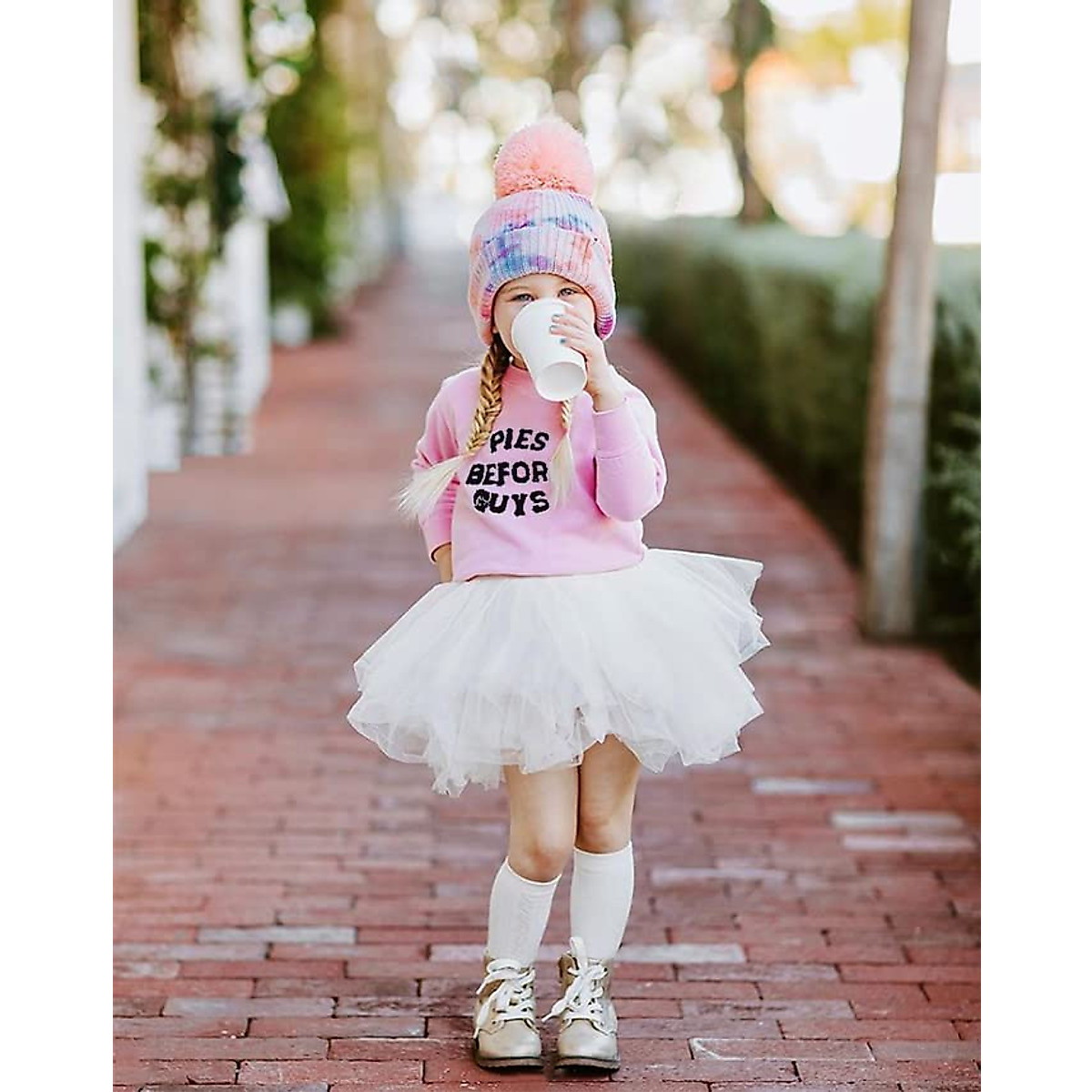 Twopumpkin Toddler Valentine's Day Shrit Baby Girl Letter Print Outfit Crewneck Sweatshirt Long Sleeve Holiday Sister Matching Clothes 2-3T V Fries Before Guys Pink