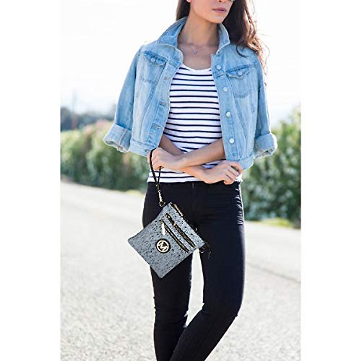 MKF Crossbody Bags for Women, Wristlet Strap – PU Leather Shoulder Handbag – Small Crossover Messenger Purse, Black