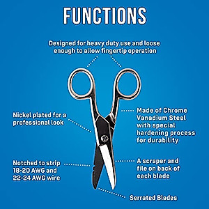 Jonard Tools ES-1964 Stainless Steel Electrician Scissors, for Heavy Duty Use