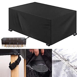 Garden Furniture Cover Waterproof 138x102x35in, Outdoor Sectional Sofa Set Covers, Heavy Duty 420D Patio Furniture Set Cover, Rectangular Table and Chair Set Covers, for Deck, Lawn and Backyard