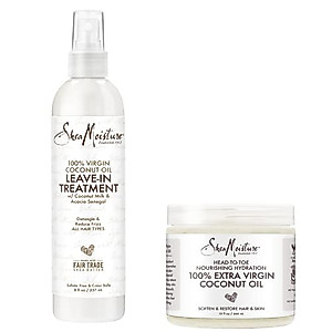 SheaMoisture 100 percent Extra Virgin Coconut Oil Moisturizer and Leave-In Conditioner for Head-to-Toe Pampering Nourishing Hydration Skin and Hair Care with No Sulfates 2 count