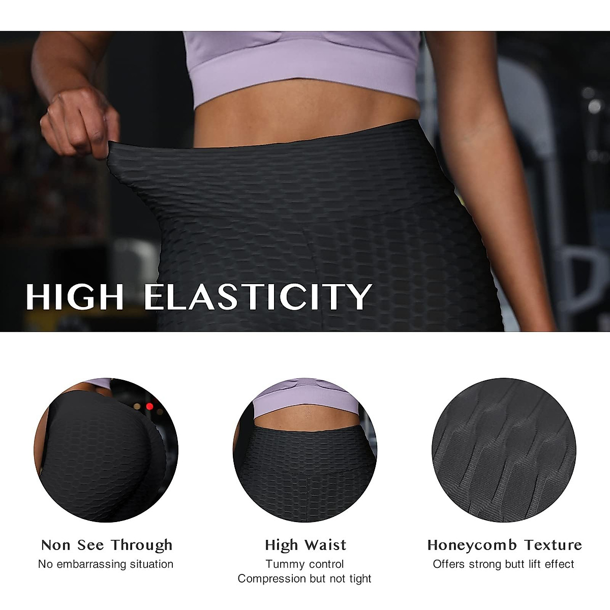 Msicyness Tiktok Trending Leggings Women's High Waist Yoga Pants Ruched Butt Lift Leggings Textured Scrunch Booty Tights