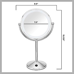 Conair Lighted Makeup Mirror with Magnification, LED Vanity Mirror, 1X/10X Magnifying Mirror, Double Sided Mirror, Battery Operated in Polished Chrome