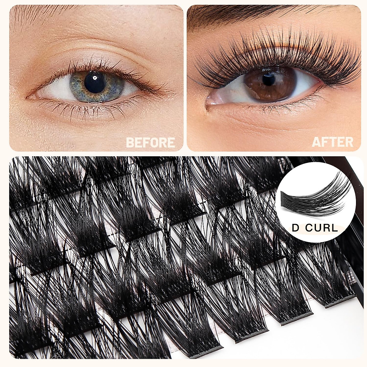 Bodermincer 120pcs 8-10-12-14mm Mixed,10-12-14-16mm Mixed Wide Cluster Clusters Individual Lashes Professional Makeup Individual Cluster EyeLashes Grafting Fake False Eyelashes Eyelash Extension
