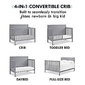 Carter's by DaVinci Morgan 4-in-1 Convertible Crib in Grey, Greenguard Gold Certified