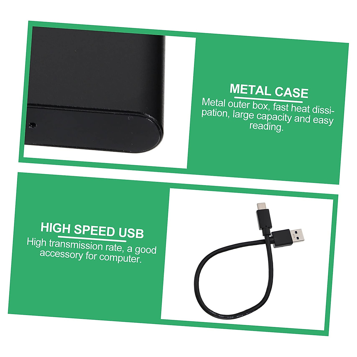 SOLUSTRE 250GB Mechanical Hard Disk External Portable Hard Drive USB 2.5in Metal Durable HDD for Desktop