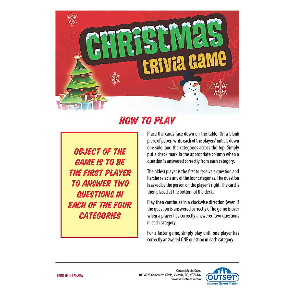 Christmas Trivia Game - a Perfect Ho-Ho Contains Over 200 Cards - Great Party Game for Ages 12 and up by Outset