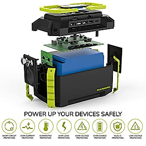 MARBERO Portable Power Station 222Wh Camping Generator Lithium Battery Power Supply with 110V/200W(Peak 300W) AC Outlet, DC Ports, USB QC 3.0 Ports LED Flashlights for CPAP Home Camping Emergency