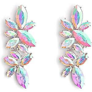 ASTRUE Rhinestone Iridescent Stud Earrings,Candy Color Dangle Drop Earrings for Women in Party Office Gift Fashion Accessory