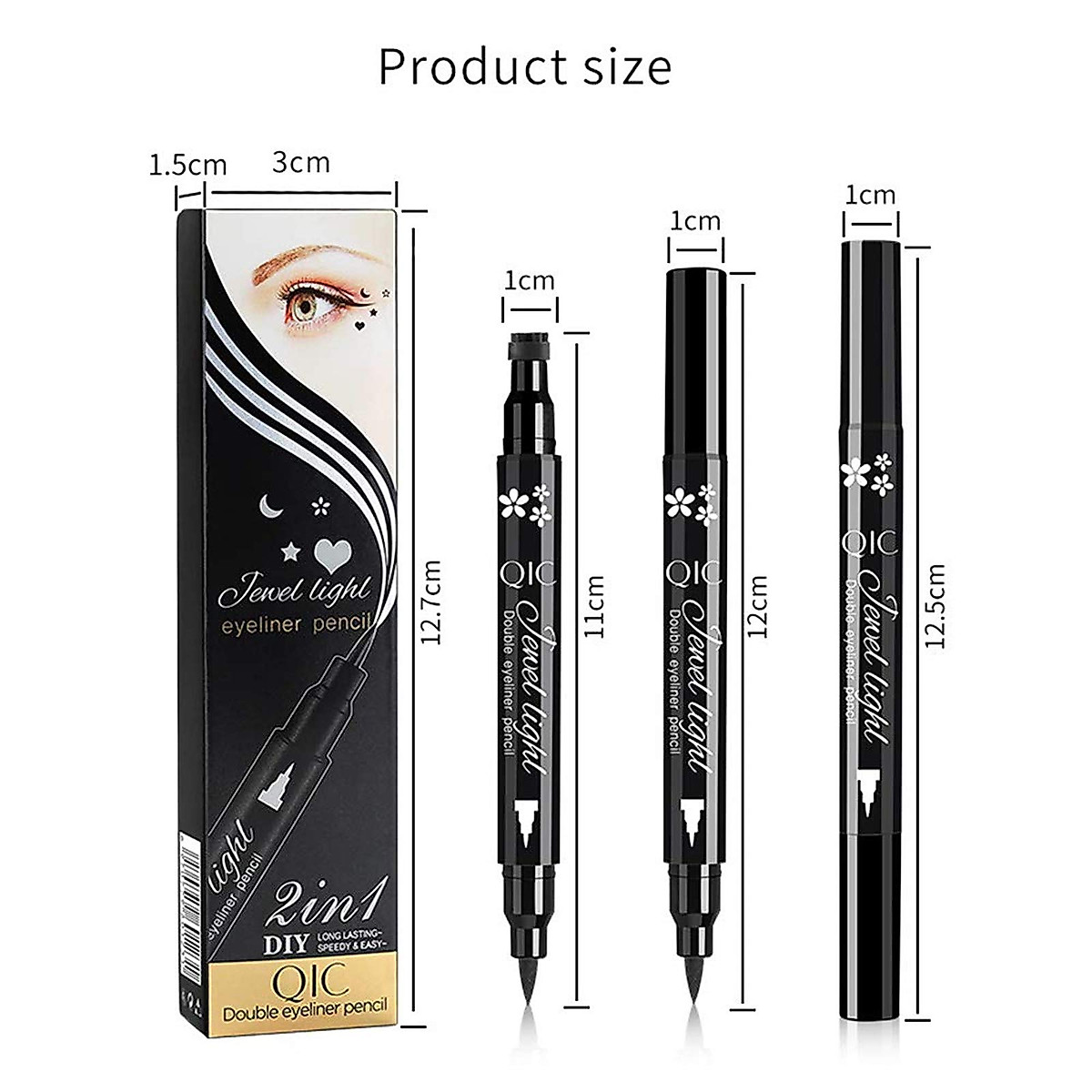 Go Ho Black Liquid Eyeliner Stamp,Eyeliner Stamp Wingliner,Winged Eyeliner Stamps for Cat Eyes,Double-Side Seal Waterproof Eyeliner Pen,Long-lasting Smudge-proof Eye Liner Makeup Tools,1 PC
