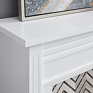 SEI Furniture Hebbington Carrara Marble Tiled Electric Fireplace, White-Gray