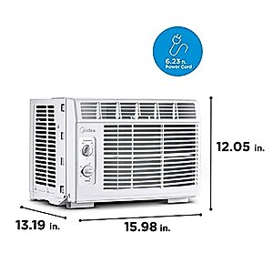 Midea 5,000 BTU EasyCool Window Air Conditioner and Fan - Cool up to 150 Sq. Ft. with Easy to Use Mechanical Control and Reusable Filter