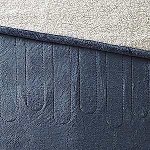 Woolrich Heated Plush to Berber Electric Blanket Throw Ultra Soft Knitted , Super Warm and Snuggly Cozy with Auto Shut Off and Multi Heat Level Setting Controllers, Throw: 60x70", Sapphire