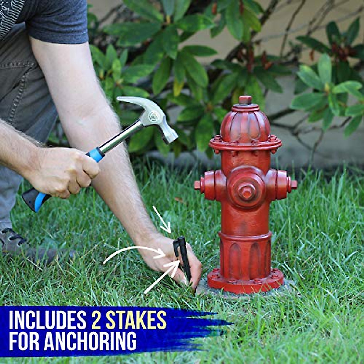 LULIND - Dog Fire Hydrant Garden Statue with 2 Stakes, 14 Inches (Small)