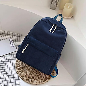 School Backpack for Teen Girls Women Laptop Backpack College Bookbags Middle School Travel Work Commuter Back Pack（Corduroy navy blue）