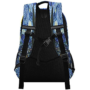 Caikeny Vincent Van Gogh Backpacks Travel Laptop The Starry Night School Backpack Computer Book Bag for Kids Men Women Outdoor Hiking Camping