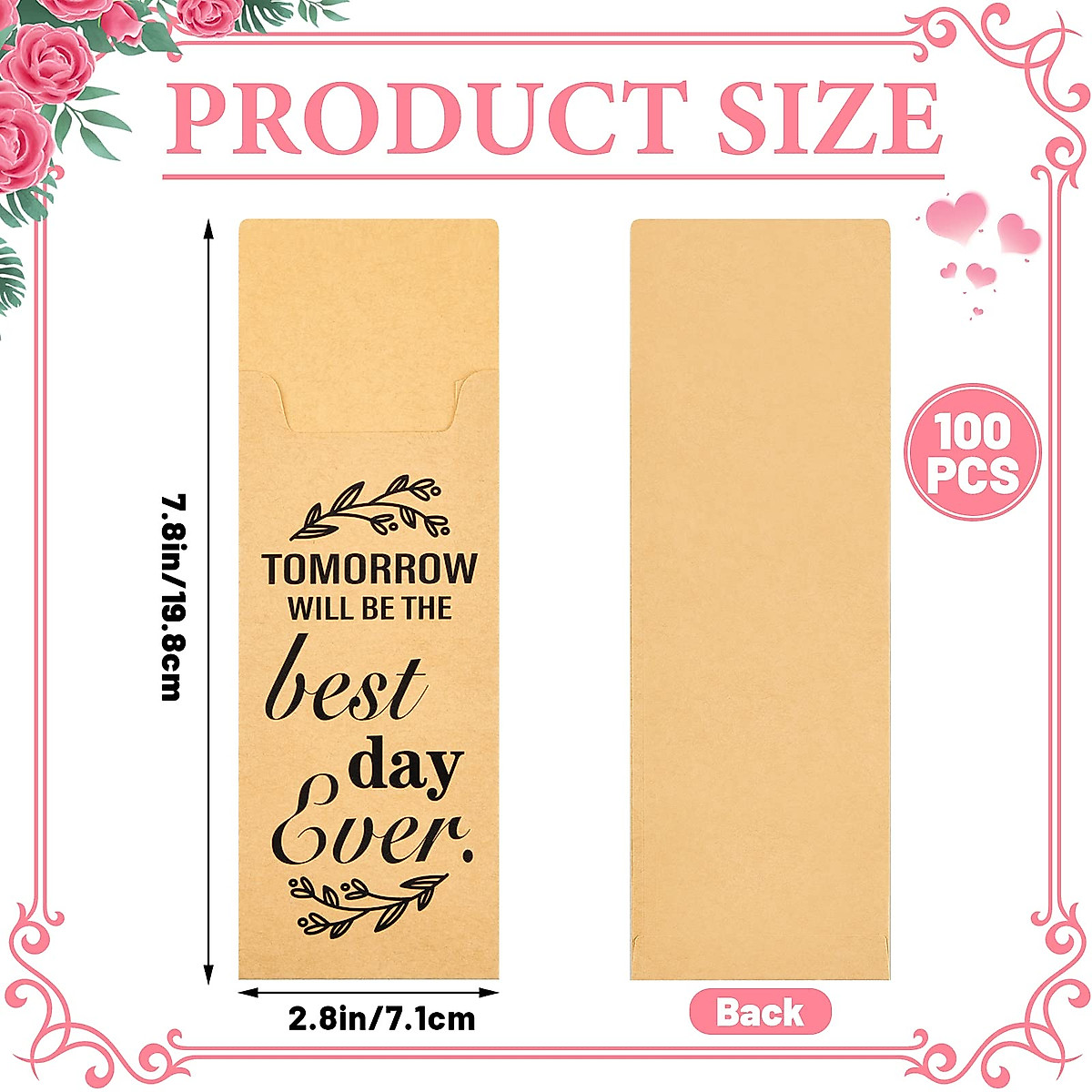 100 Pieces Silverware Bags Tomorrow Will Be The Best Day Ever Rehearsal Dinner Tableware Utensil Holders Rustic Cutlery Pouch Bag Silverware Holder Bag for Wedding Rehearsal Dinner, 2.8 x 7.8 Inch