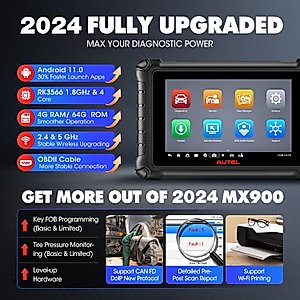 Autel MaxiCheck MX900: Same as MK900, 2024 Bidirectional Scan Tool, 3000+ Active Test, Up of MK808BT MK808S MX808S MS906, 40+ Reset, CAN-FD/DoIP, Scan VIN/License