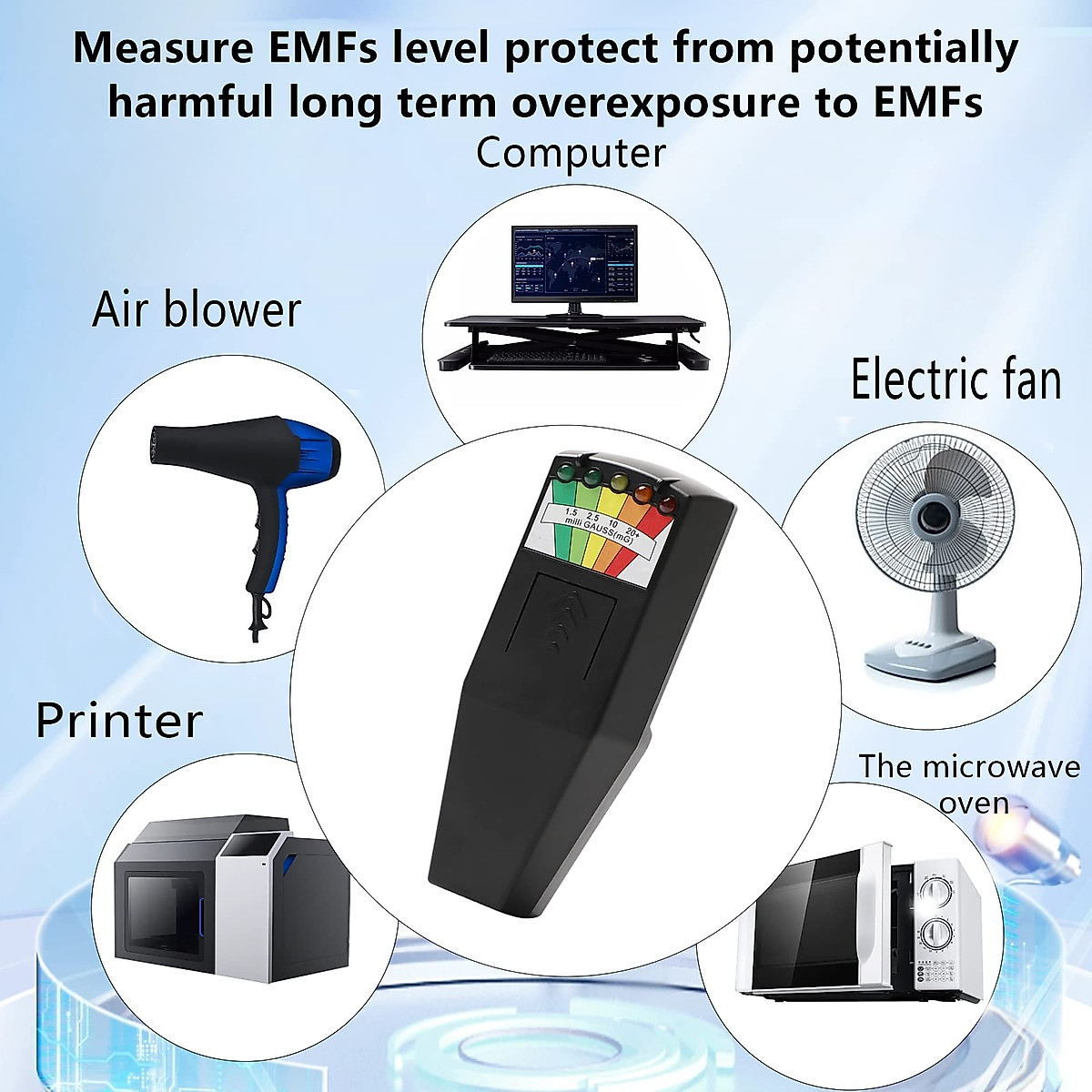 LED Magnetic Field Detector Ghost Hunting Paranormal Equipment Tester Portable Counter (Black, 1 PC)