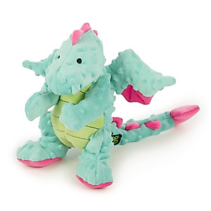 goDog Dragons with Chew Guard Technology Durable Plush Squeaker Dog Toy, Large, Seafoam, Plush Dog Toy