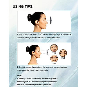 OMIRO 10X & 25X Magnifying Mirrors with Two Eyebrow Tweezers Kits, 3.5" Two Suction Cups Magnifier Set for Travel (Pink)