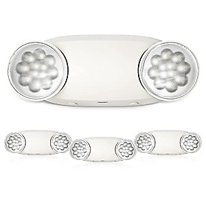 FREELICHT 4 Pack Exit Sign with Emergency Lights, Two LED Adjustable Head Emergency Exit Light with Battery Bundle 4 Pack Emergency Light, Emergency Lights for Business