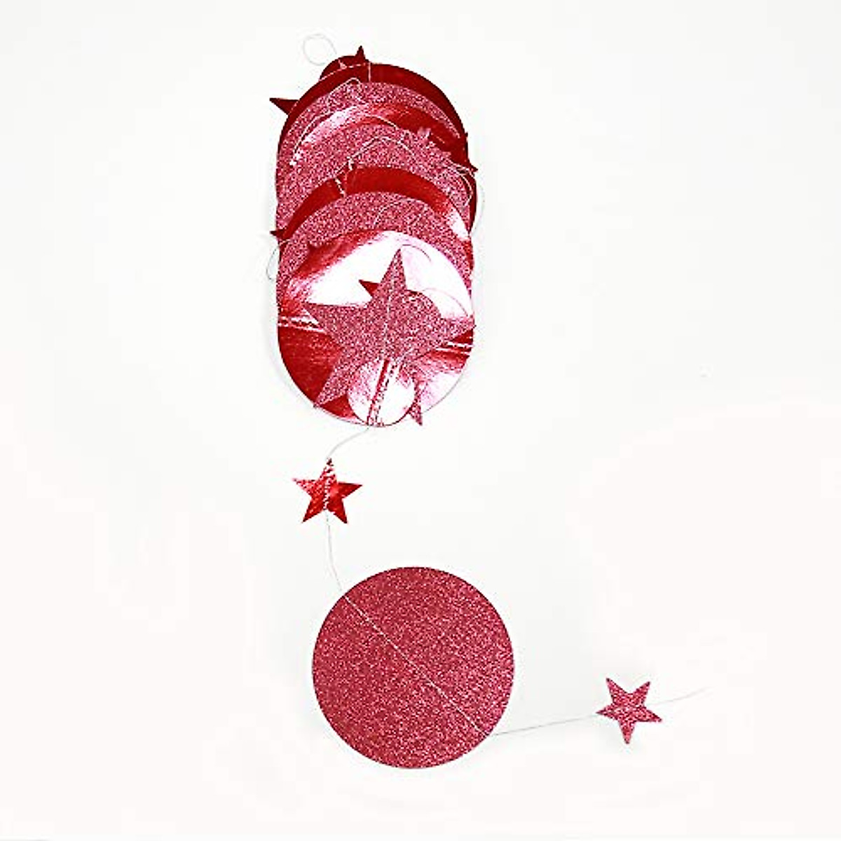 Decor365 Twinkle Star Garlands Red Circle Dots Streamer for Valentines Party Decorations Chinese New Year Hanging Decor Glitter Banner for Bridal Shower Baby Shower Showcase Wedding Curtains Props