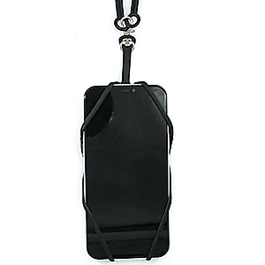 CalorMixs Silicone Phone Card Holder Sleeves with Wrist Strap,Stretchy Credit Phone Case Holder for Back of Phone,Universal Cell Phone Pocket Neck Lanyard for Phone Android Smartphone (Black+White)