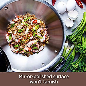 All-Clad Copper Core 5-Ply Stainless Steel Wok 14 Inch Induction Oven Broiler Safe 600F Pots and Pans, Cookware Silver