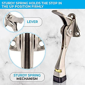 Easy Pedal Kick Down Door Stop Stopper Easy Step Door Kick Doorstop,Premium Quality,Height-Adjustable Rubber Foot,4 Inch