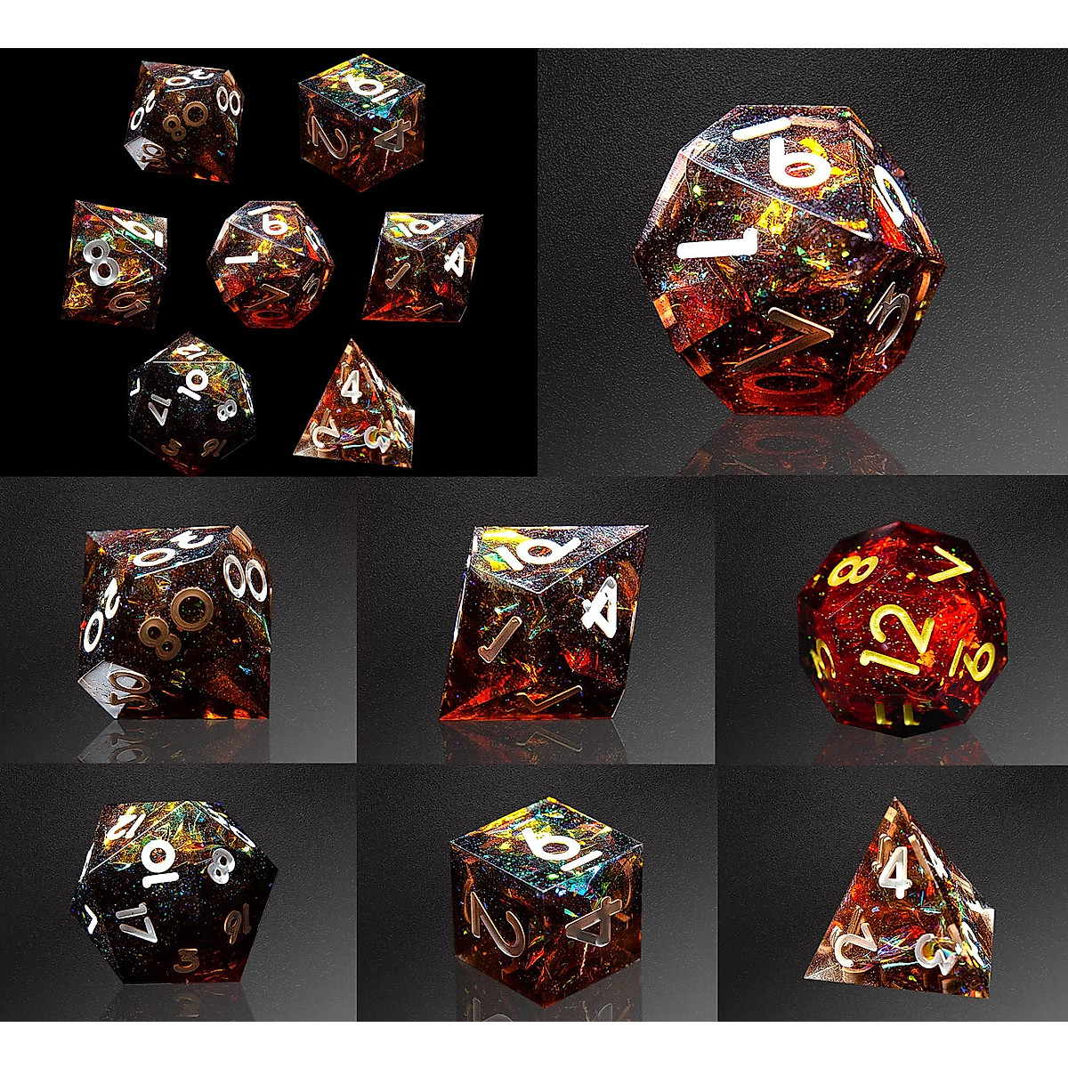 DND Dice Set Dice Set for Dungeons and Dragons Sharp Edge DND Dice Resin DND Dice Polyhedral Dice Set DND Dice Set Sea Magic