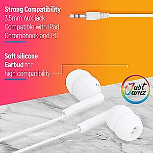 Earbuds 30 Pack | Bulk Basic Earbuds, Pearl White in-Ear Earbuds, Disposable Earphones, Affordable Headphones, 3.5 MM Audio Jack Earbuds for Schools, Kids, Classrooms & Libraries