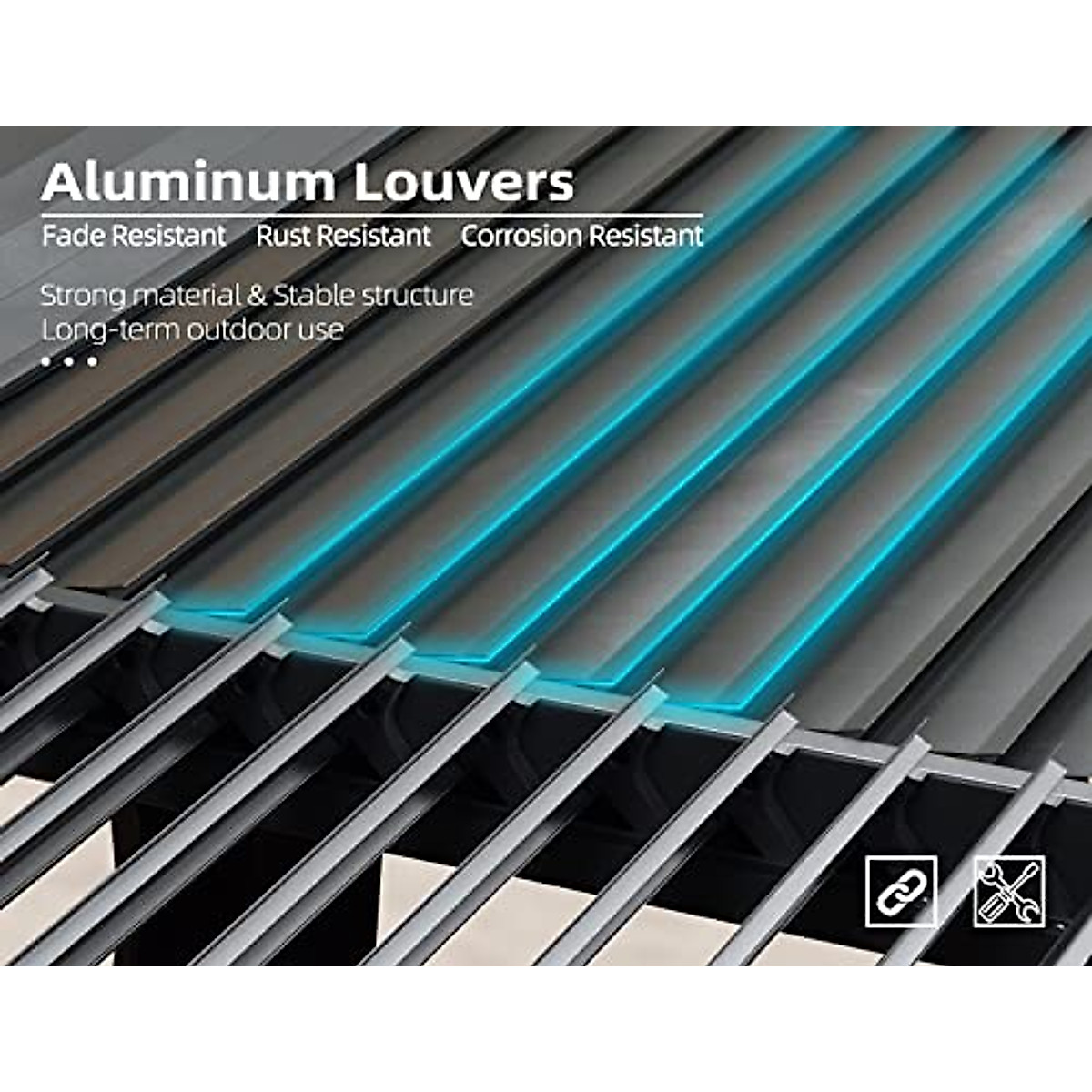 PURPLE LEAF Outdoor Louvered Pergola 10' × 13' Adjustable Metal Roof Hardtop Gazebo