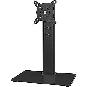 Single LCD Computer Monitor Free-Standing Desk Stand Riser for 13 inch to 32 inch Screen with Swivel, Height Adjustable, Rotation, Holds One (1) Screen up to 77Lbs(HT05B-001))