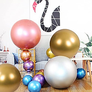 36 inch Gold Metallic Balloons Jumbo Chrome Gold Latex Balloons for Birthday Wedding Party Baby Shower Decoration, 4pcs