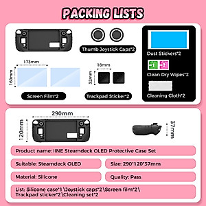 Protective Case for Steam Desk OLED, IINE Steamdesk OLED Silicone Cover Case, 9-in-1 Protective Silicone Shell with Anti-Scratch Cover Protector, Steam Deck OLED Accessories Set, Black