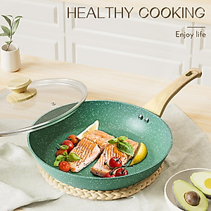 Innerwell Nonstick Frying Pan Set, 8"+9.5"+11" with Lids, Safe, Easy to Clean, Suitable for All Stovetops