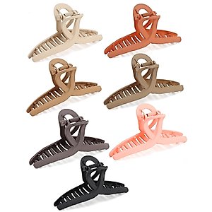 SEVEN LUCKY LIGHT Medium Hair Clips,7 Pcs Simple Design Butterfly Hair Clips 4.5" Claw Clips for Thick Hair,Basic Style Neutral Hair Clips for Women