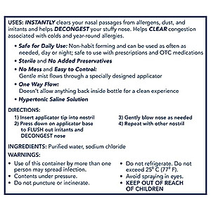 Vicks Sinex Saline Nasal Spray, Drug Free Ultra Fine Mist, Clear Everyday Sinus Congestion Fast, Clear Mucus from a Cold or Allergy, Daily Use 5.0 fl oz x 2