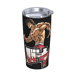 RedVos Anime Baki The Grappler Hanma Baki Band Stainless Steel Mug With Lid And Straw Adult Fashion Coffee Cup 20oz