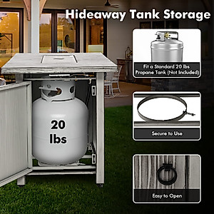 Giantex Outdoor Fire Pit Table - 43 Inch Propane Fire Pit, 50,000 BTU Gas Fire Table with Removable Metal Lid, Hideaway Tank Storage, Waterproof Cover, Lava Rocks, CSA Certificated Patio Firepit, Gray