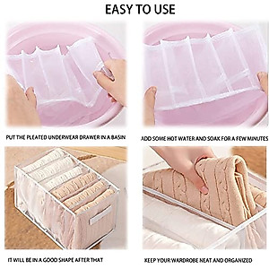 2PCS Wardrobe Clothes Organizer Washable, 7 Grids Foldable Visible Closet Organizer Clothes Drawer, Nylon Mesh Separation Box, for T-shirt, Legging, Skirts, Jeans, Children's clothing (Grey - 2 PCS)