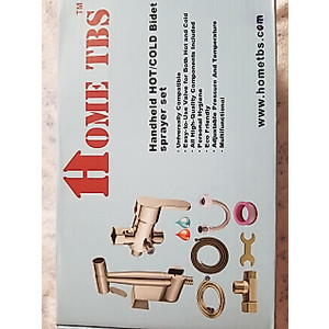 Home TBS Bidet Hot and Cold Handheld Spray Jet Shattaf with 6 inches Extension 7/8 male7/8 Female and 12 inches Toilet Connector New Set Stainless Steel Douchette Mixing Valve Sprayer Muslim Shower