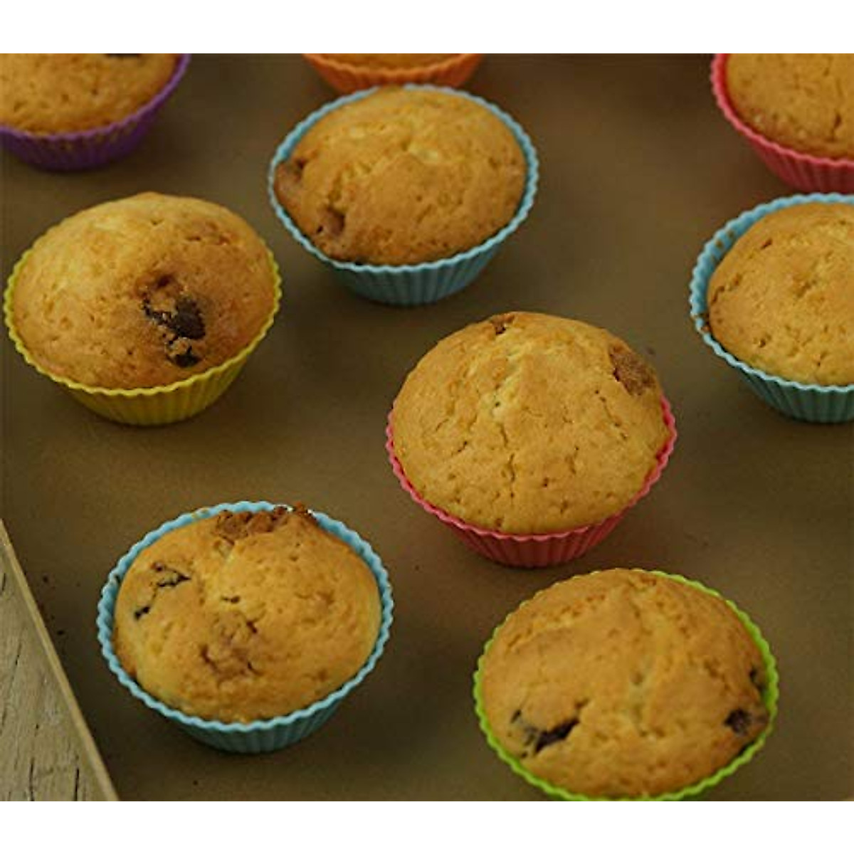 Mirenlife 2 Inch Mini Size Silicone Baking Cups Muffin Cups, Reusable and Nonstick Mini Cupcake Liners, Mini Chocolate Holders Truffle Cups, 24 Pack, 6 Vibrant Colors, Round