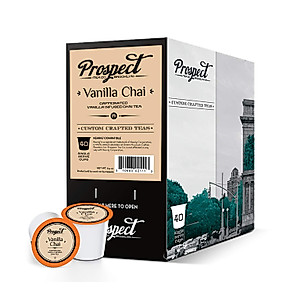 Prospect Tea Co. Caffeinated Vanilla Chai Tea Pods Compatible with K Cup Brewers Including 2.0, 40 Count