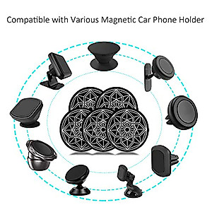 Mount Metal Plate with 3M Adhesive 5 Pack for Magnetic Cell Phone Car Mount, Stylish Universal Metal Disc Replacement Sticker for iPhone GPS Magnet Holder Cradle Stand 5 Round