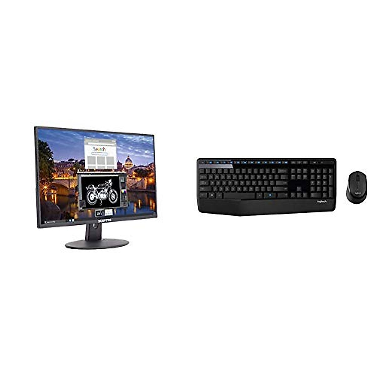 Sceptre E225W-19203R 22" Ultra Thin 75Hz 1080p LED Monitor 2X HDMI VGA Build-in Speakers & Logitech MK345 Wireless Combo â€“ Full-Sized Keyboard with Palm Rest and Comfortable Right-Handed Mouse