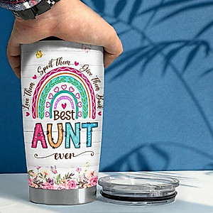 SANDJEST Aunt Tumbler 20oz Best Aunt Ever Cup Gift Stainless Steel Insulated Tumblers Coffee Travel Mug Auntie Cup Aunts Gift for Birthday Christmas